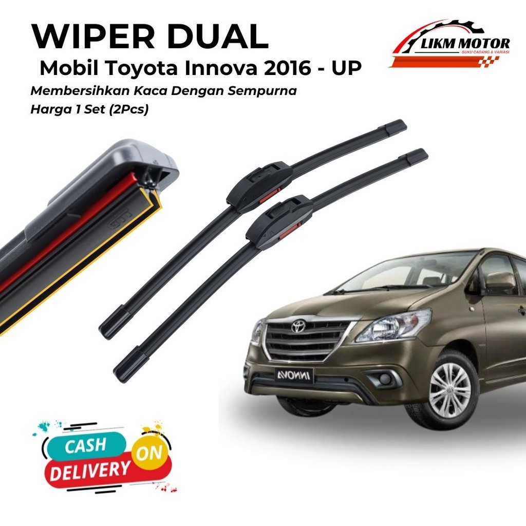 Jual Wiper Dual Toyota Innova 2016-Up 2 Lapis Karet Blade 1 Set Kiri ...
