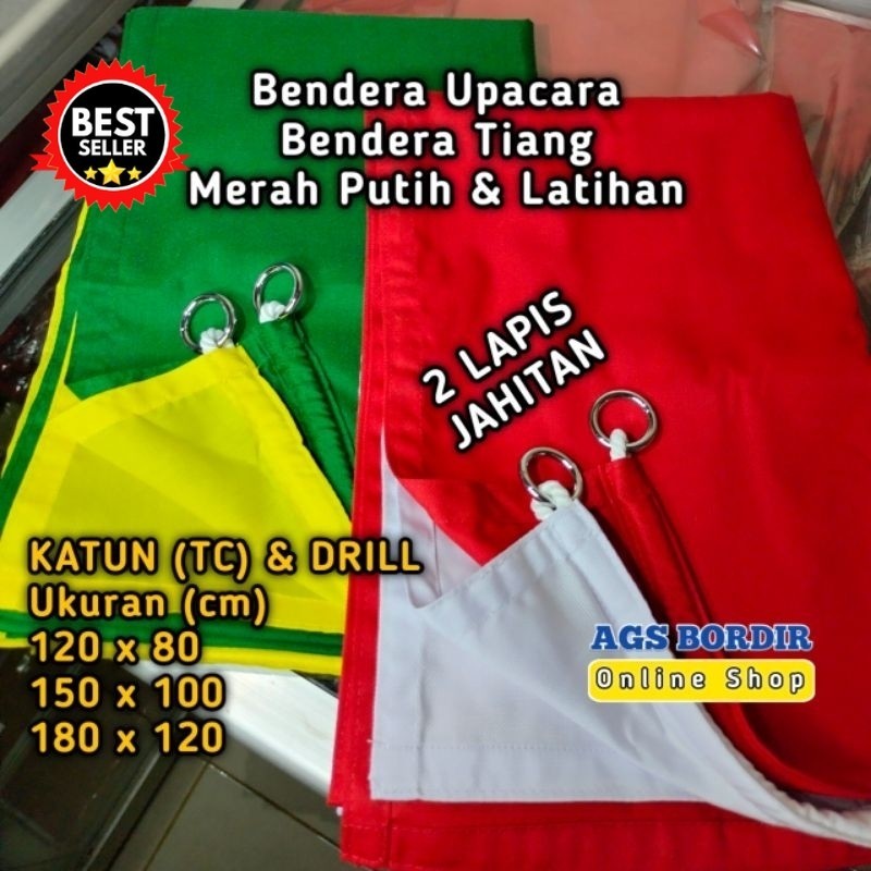Jual Bendera merah putih upacara PREMIUM DRILL KATUN TC SATIN bendera ...