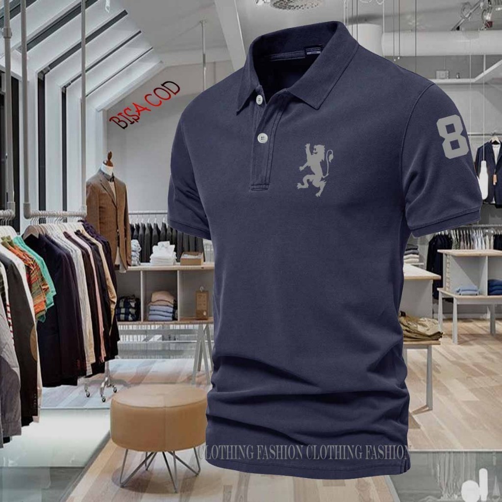 Jual COD T-shrit POLO kerah Singa 8 Text Silver Kaos Kerah Dewasa Shirt ...