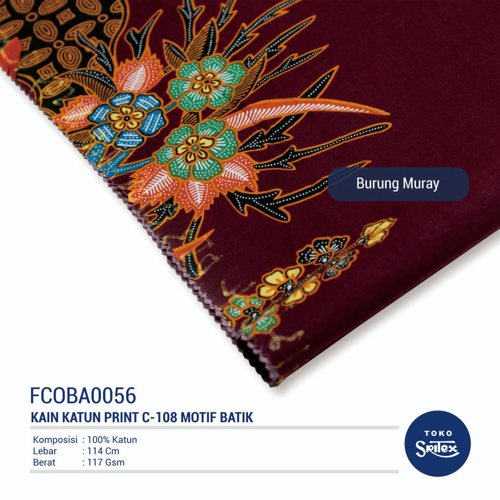 Jual Toko Sritex Kain Katun Print Batik Burung Muray Premium Ekspor ...