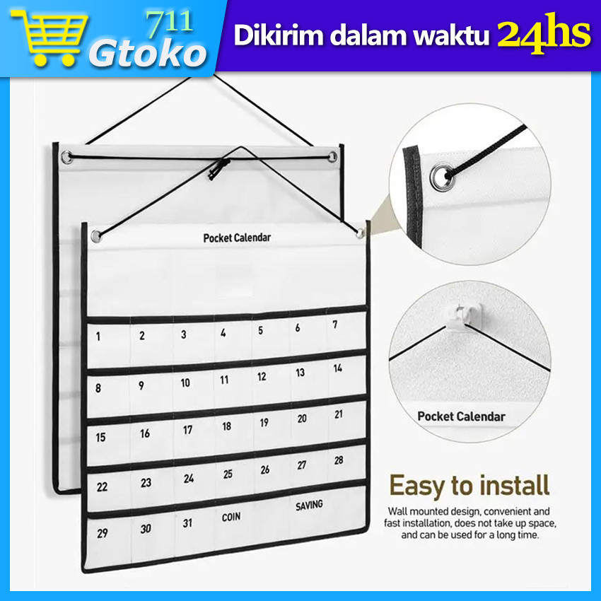 Jual Kantong Hanger Organizer Fabric Calendar Pouch Gantung Dinding ...