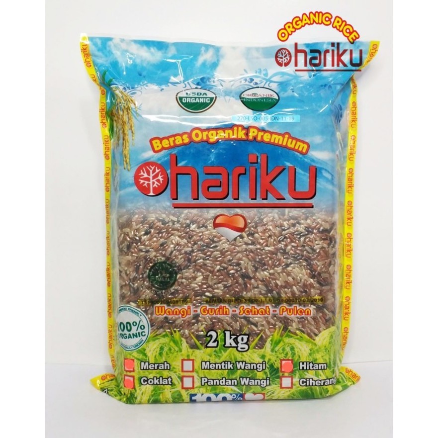 Jual Beras Mix (Merah-Coklat-Hitam) Organik Hariku 2 kg | Shopee Indonesia