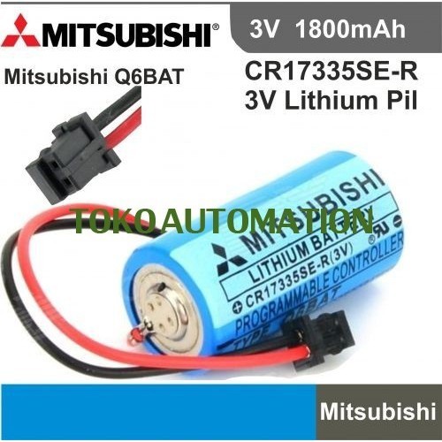 Jual Mitshubishi Lithium Baterai Q6BAT CR17335SE-R 3V PLC Battery PA08 ...