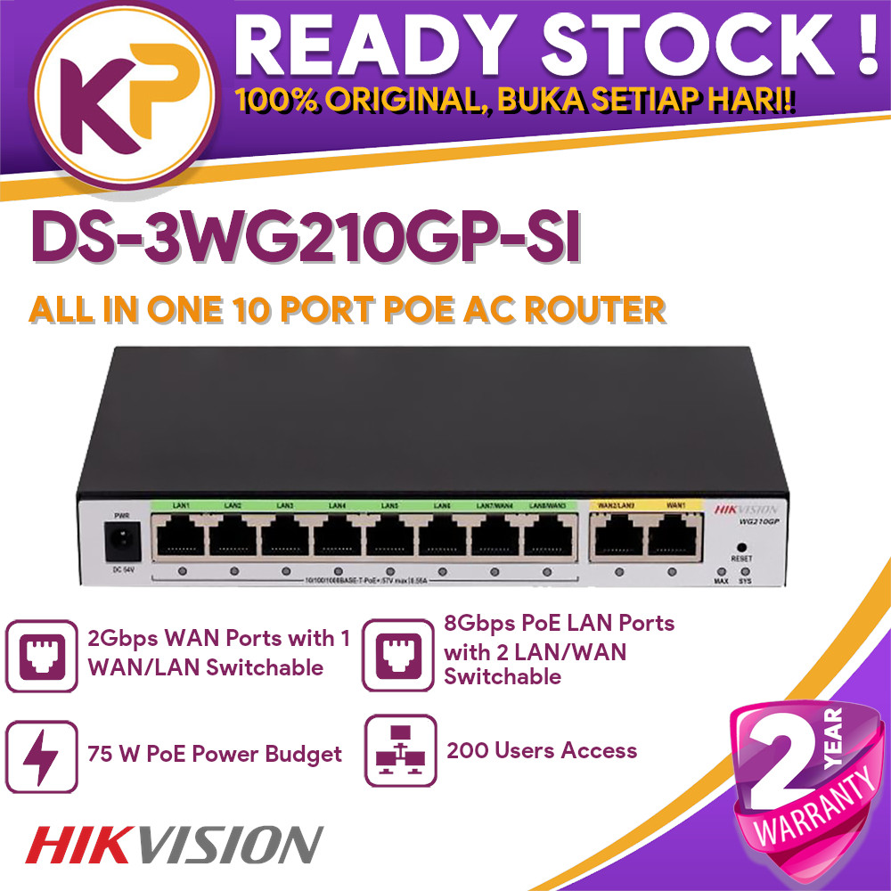 Jual HIKVISION DS-3WG210GP-SI ALL IN ONE 10 PORT POE ACCESS POINT ...