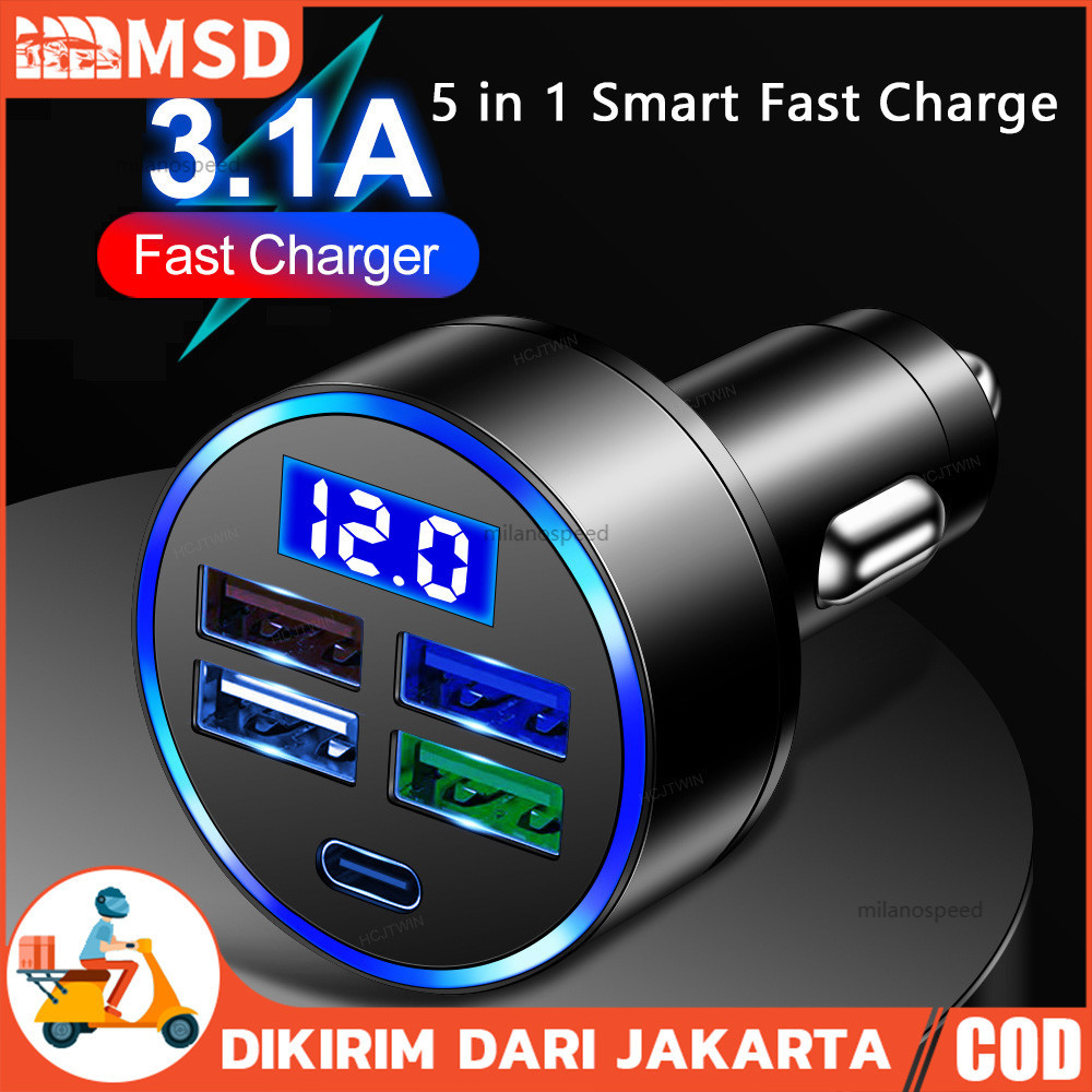 Jual Pengisi daya cepat ponsel mobil,Adapter Charger Mobil 5 Port 150W ...