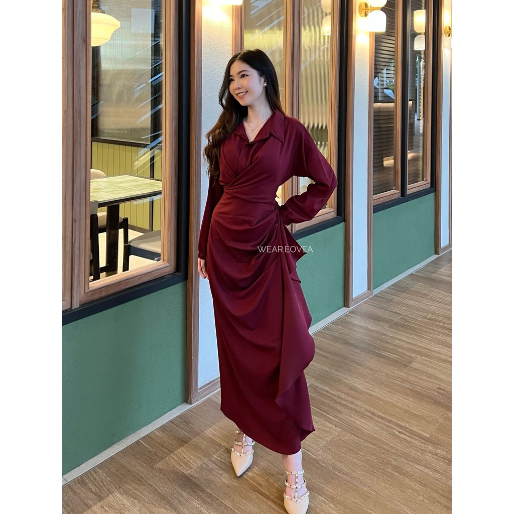 Jual EOVEA - Corlis Dress Wanita Casual Formal Elegan Korean Look ...