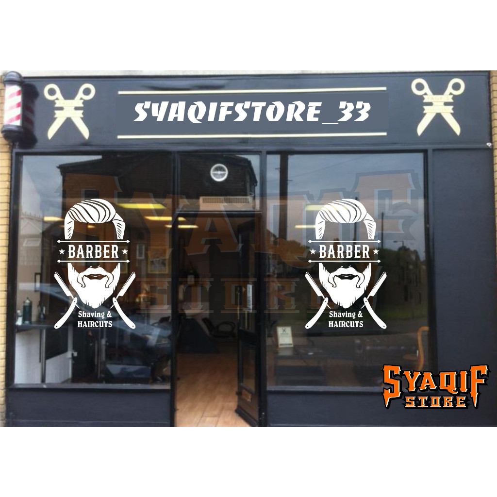 Jual Sticker Custom Stiker CUTTING Kaca Dinding Barbershop Barber ...