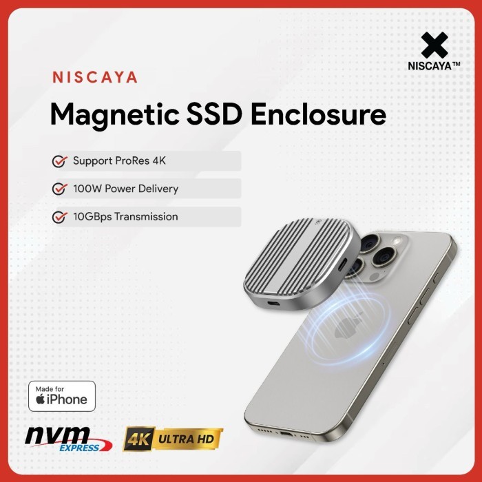 Jual NISCAYA Magnetic SSD Enclosure Magsafe Hard Drive M.2 2230 NVMe ...