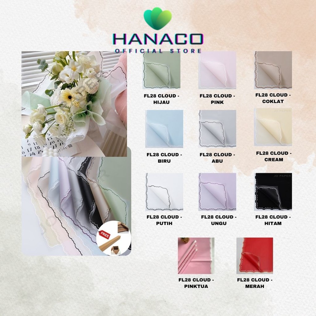 Jual HANACO - (5 LEMBAR) - FL28 CLOUD Kertas Bunga Paper Buket Motif ...