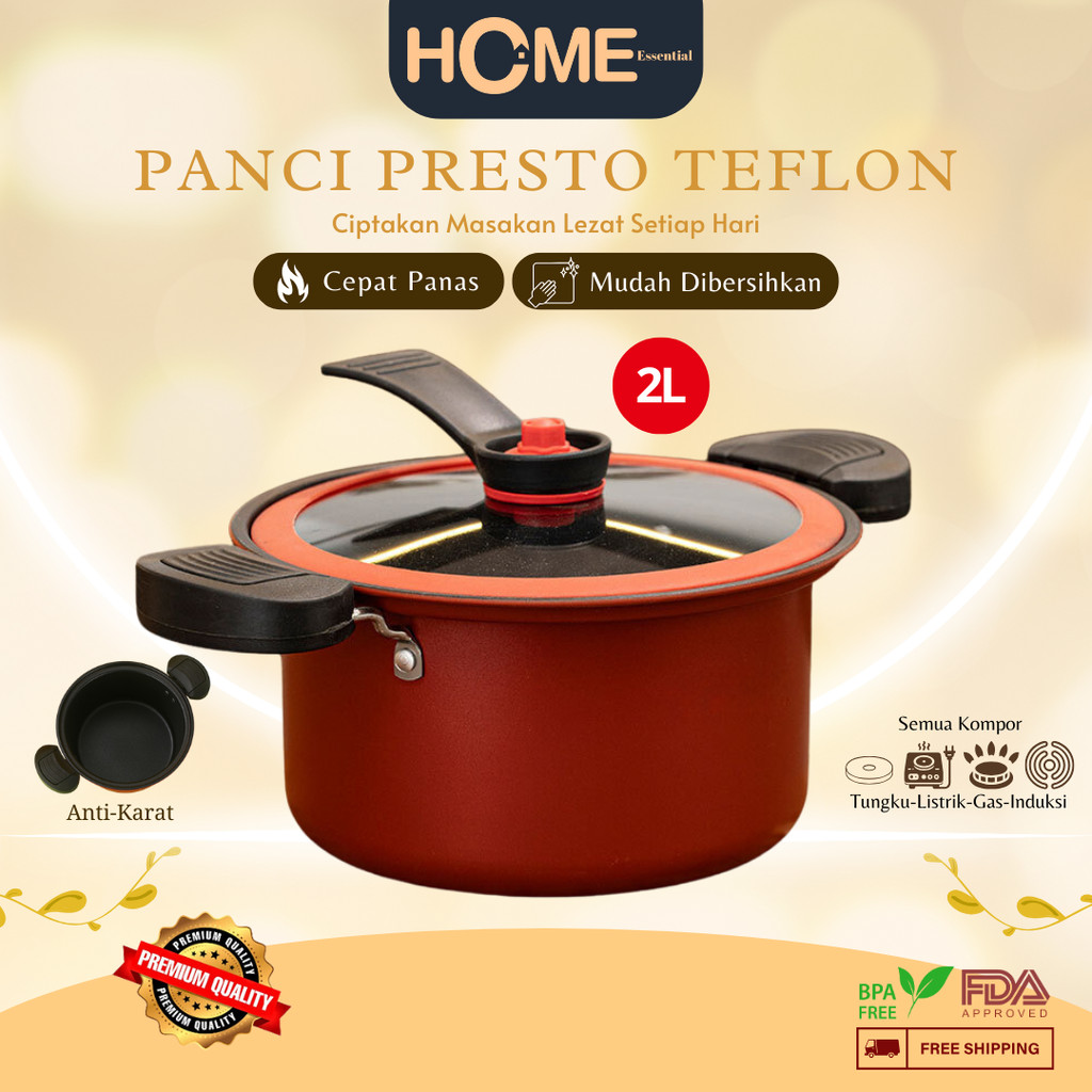 Jual (HE) Home Essential Panci Presto Teflon Totipotent Micro Pressure Cooker Pot 2L Anti ...