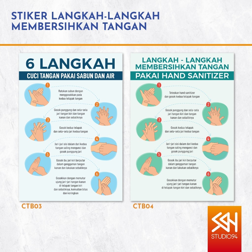 Jual Sticker Panduan | Stiker Cara | MEMBERSIHKAN TANGAN MENGGUNAKAN ...