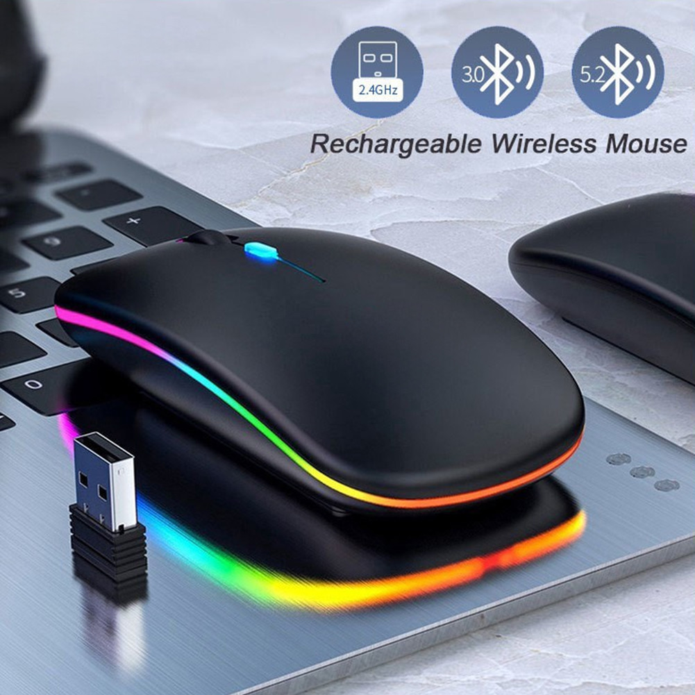 Jual [COD] Mouse Isi Ulang Mouse Nirkabel Senyap LED Backlit Tikus USB ...