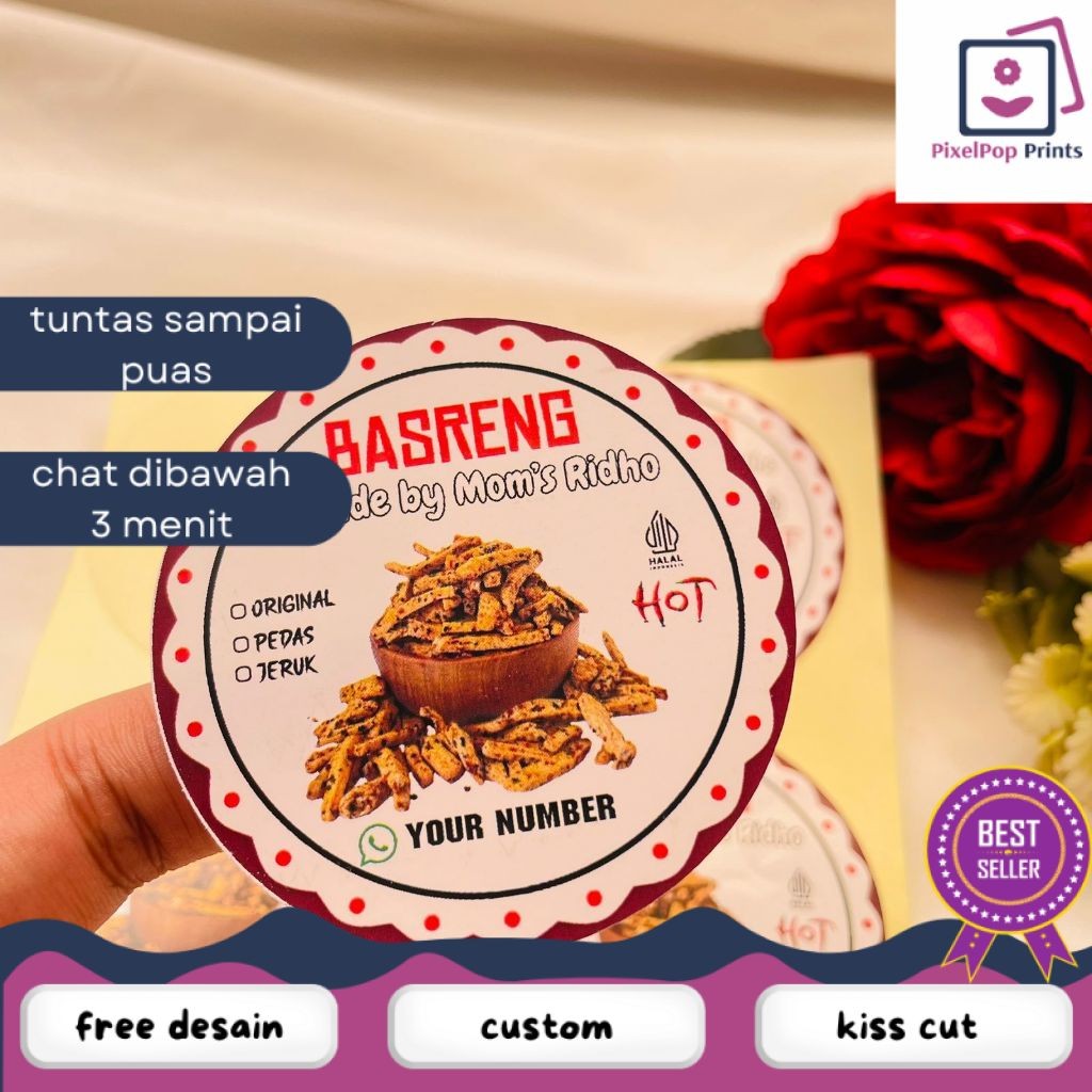 Jual Opikapip 9-15 Cetak Stiker Label Cemilan Basreng Sticker Makanan ...