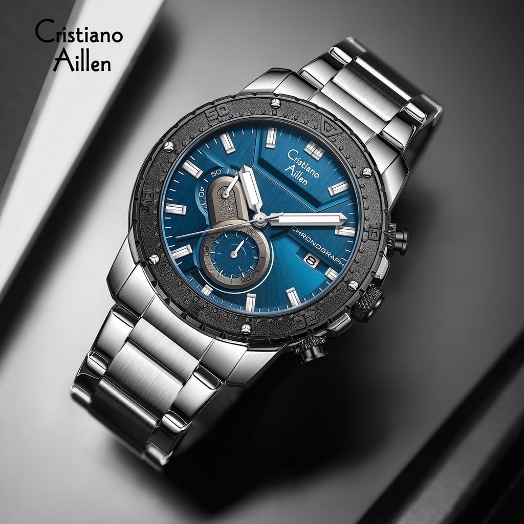 Jual Cristiano Aillen Jam Tangan Pria Analog 8900 Rantai Stainless ...