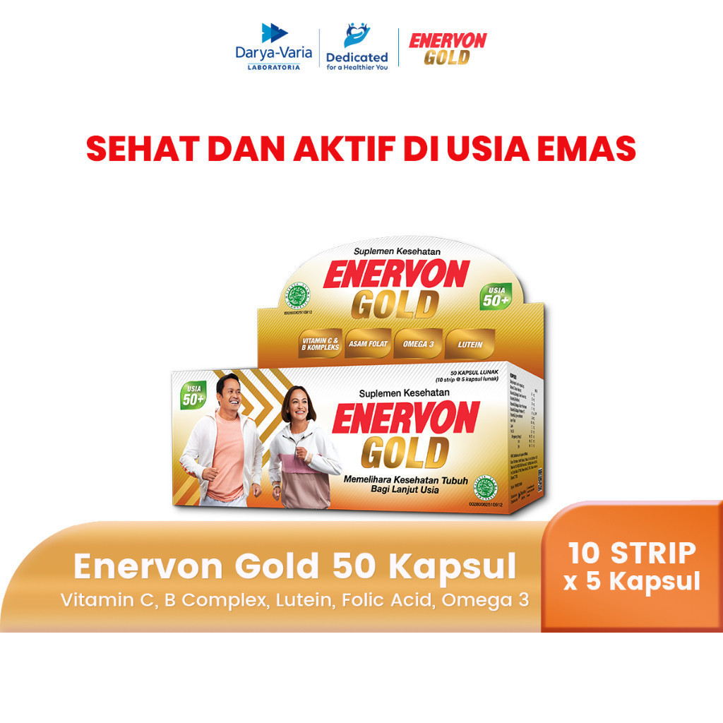 Jual Enervon Gold Vitamin C, B Complex, Omega 3 Isi 50 Tablet (10 Strip ...