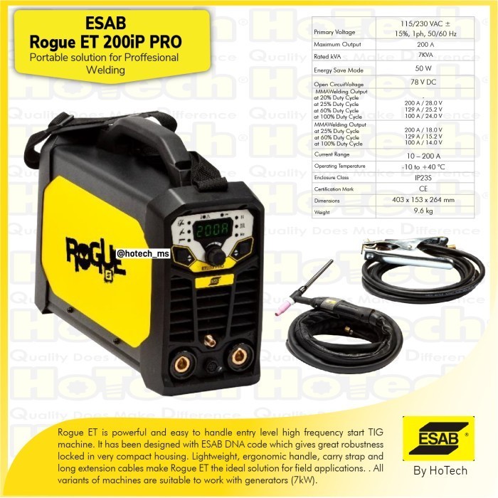 Jual BIG PROMO! ESAB Rogue ET 200iP PRO | TIG 200 Tig Welding Machine ...