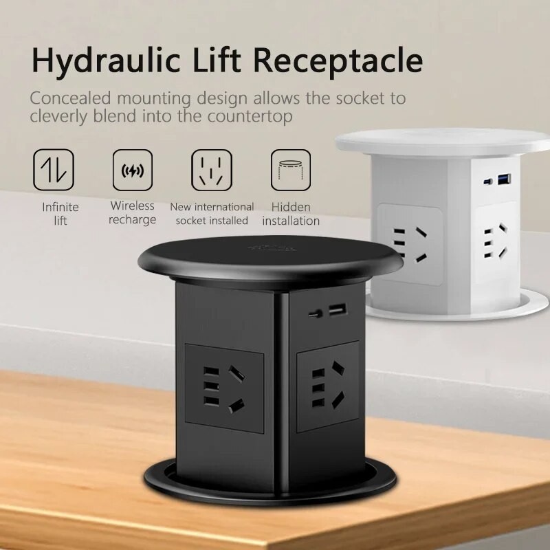 Jual US UK AU Plug Pull Pop Up Desktop Socket Outlets USB Charge Ports ...