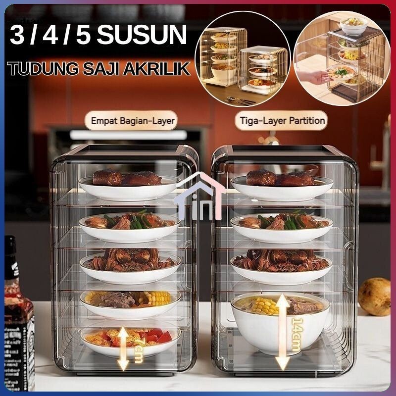 Jual 【COD】Makanan Bertingkat Akrilik 3/4/5 Tingkat Food Rack/ Tudung ...