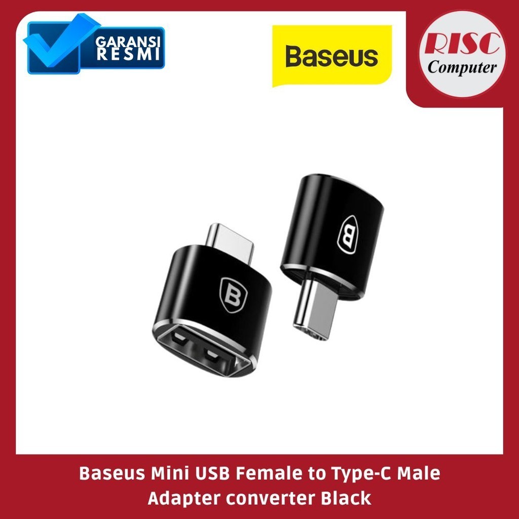 Jual Baseus Mini USB Female to Type-C Male Adapter Converter Black ...