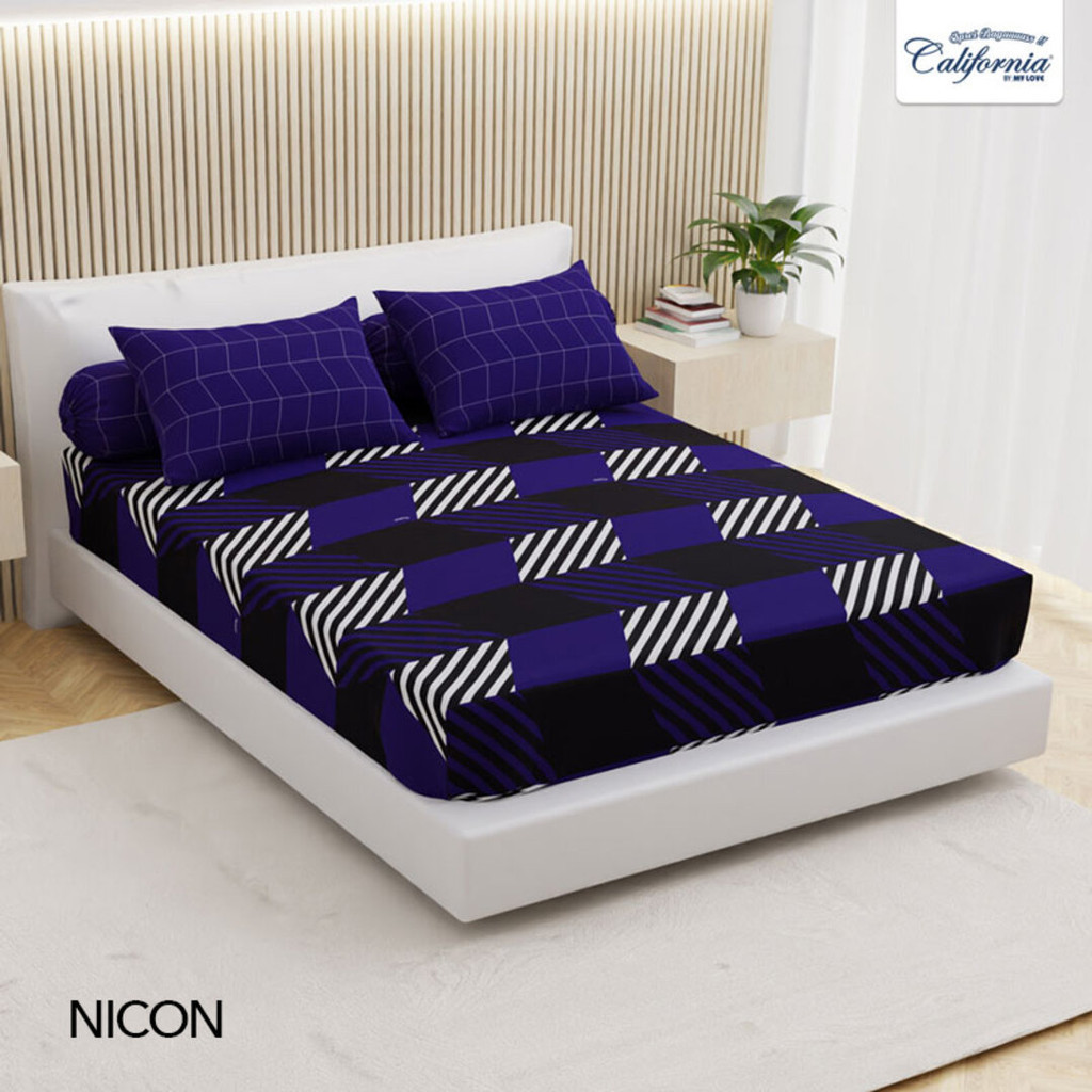 Jual CALIFORNIA Sprei King Fitted Bantal 4 180x200 Nicon | Shopee Indonesia