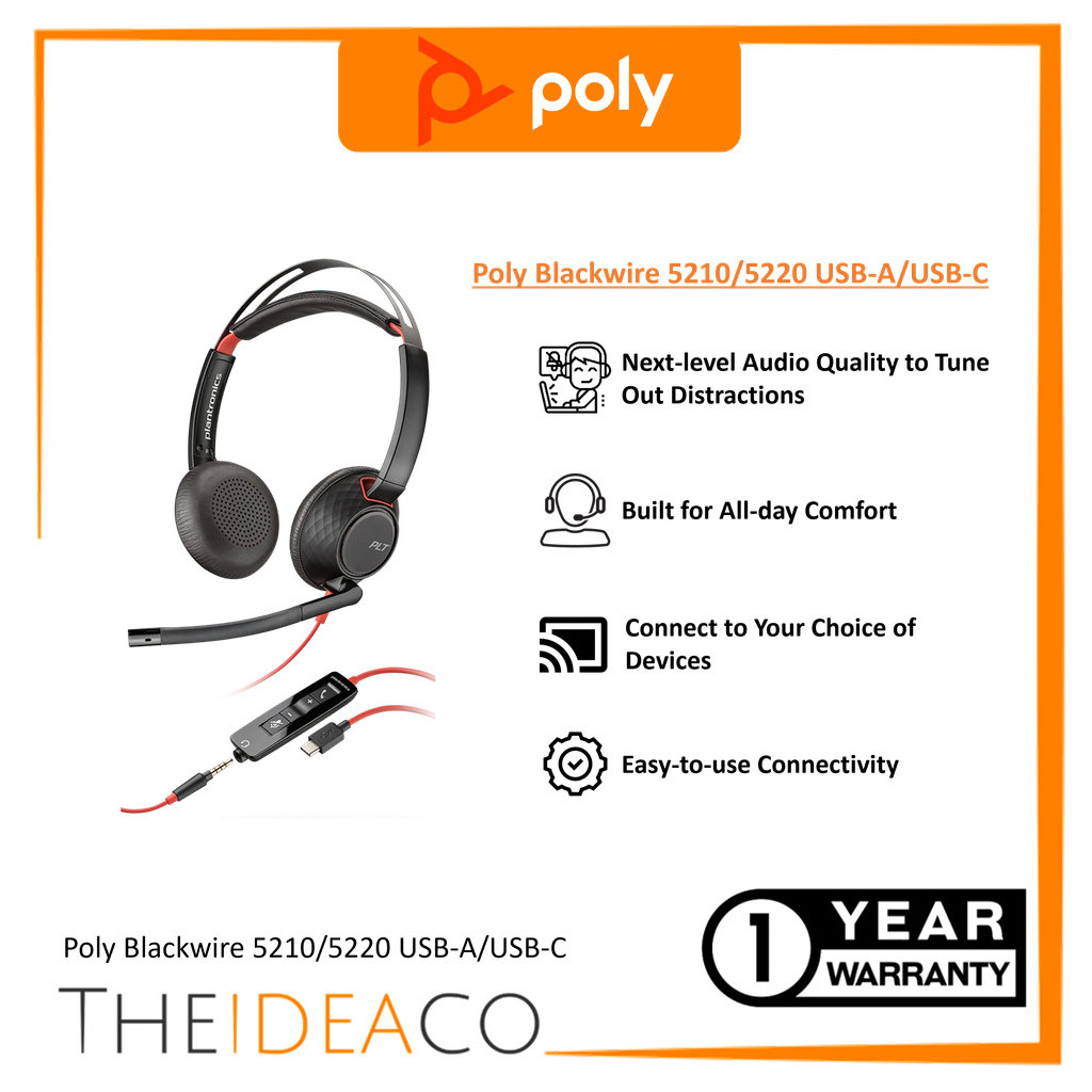 Jual Poly HP Blackwire 5210/5220 USB-A/USB-C Headset | Shopee Indonesia