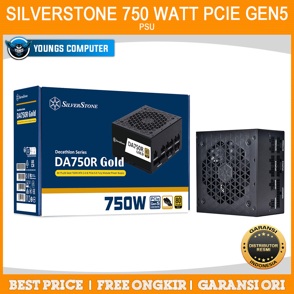 Jual PSU SILVERSTONE 750 Watt 80+ Gold Full Modular DA-750R PCIE GEN5 ...