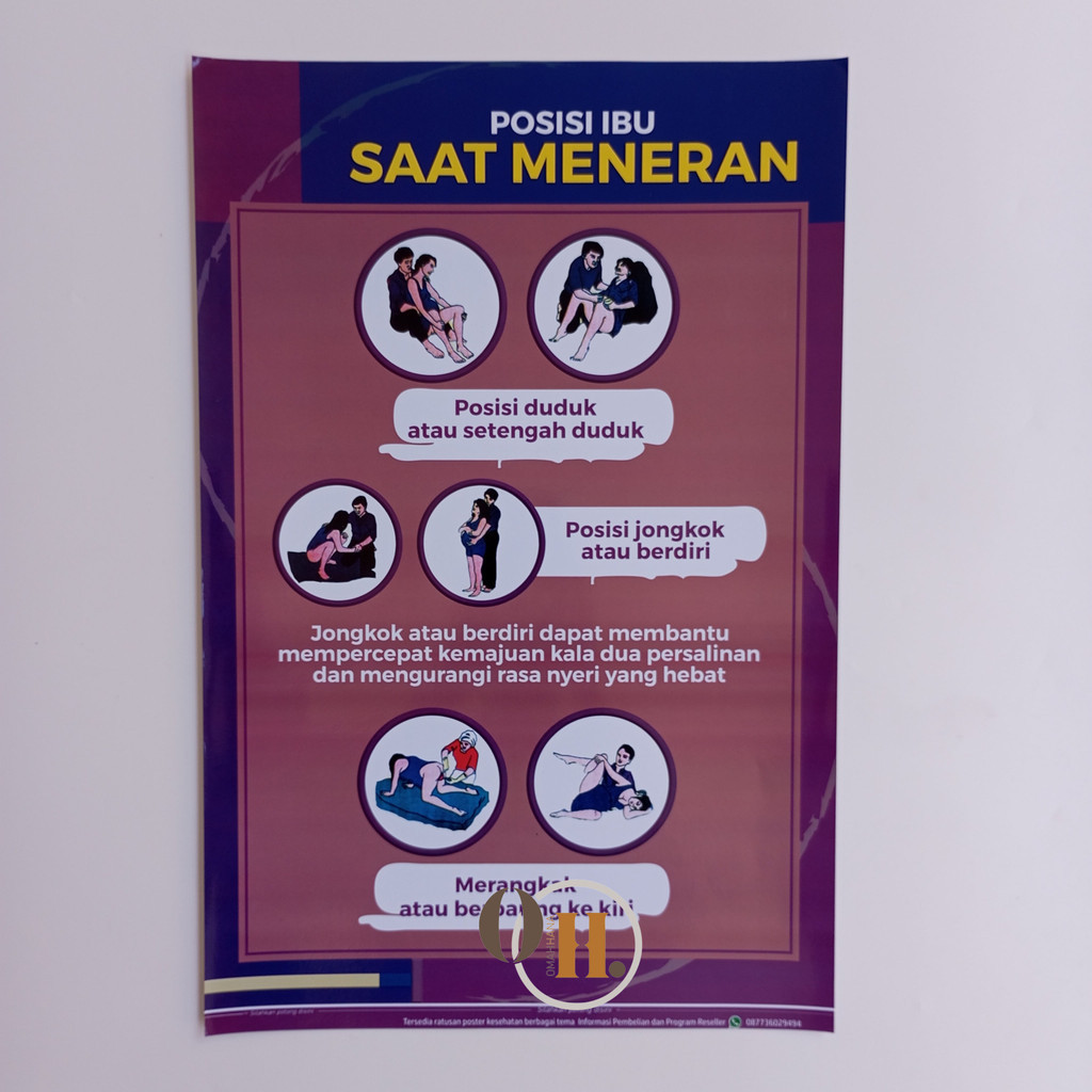 Jual Poster kebidanan - Poster posisi ibu saat meneran - Poster bidan ...
