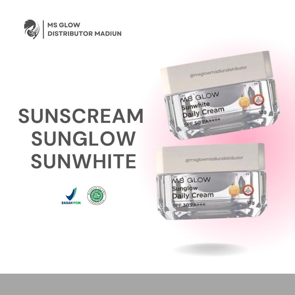 Jual Ms Glow Sunglow/Sunwhite Daily Cream Msglow Original 100% ...