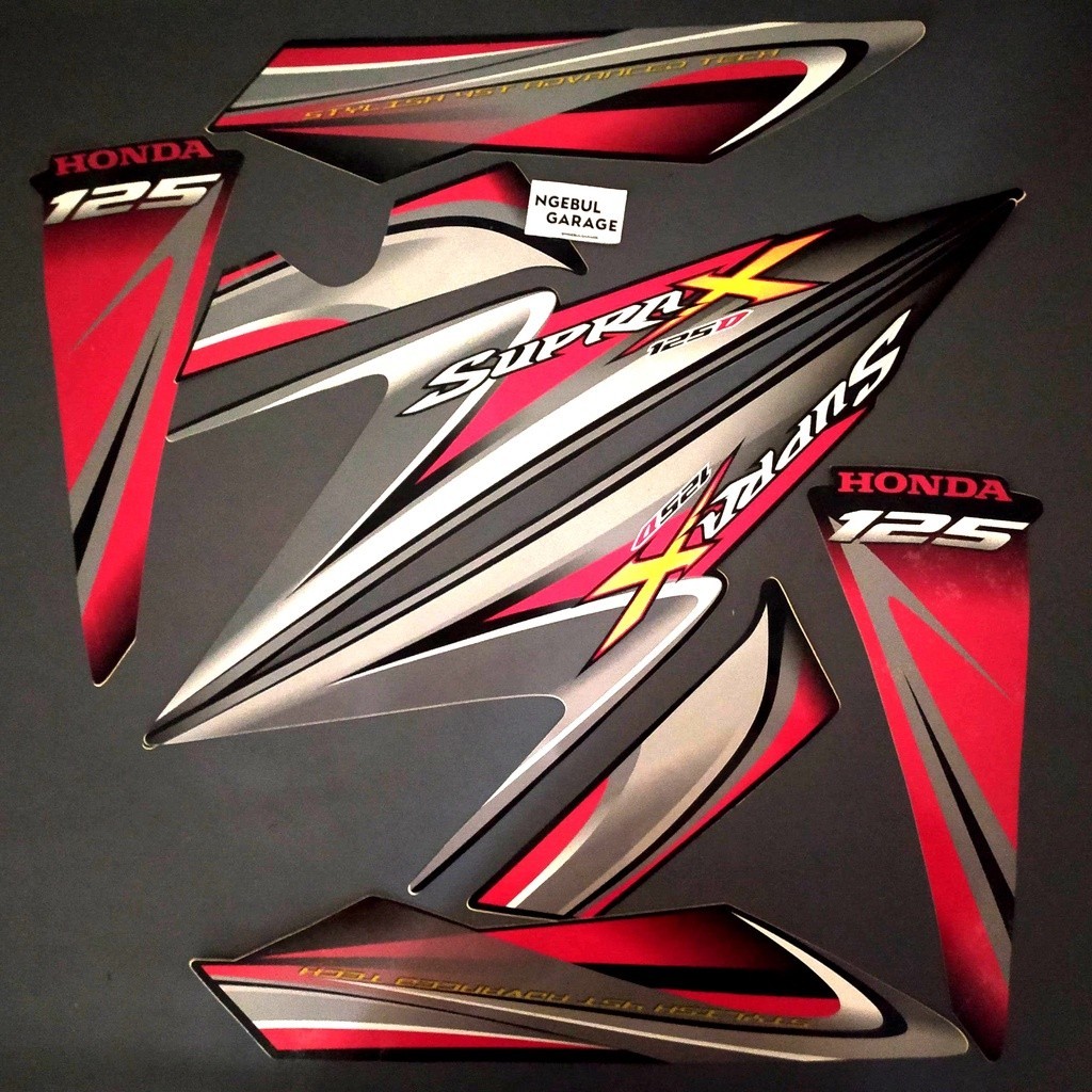 Jual Stiker Supra X 125 D 2010 Striping HONDA IMI MERAH SILVER KUNING ...