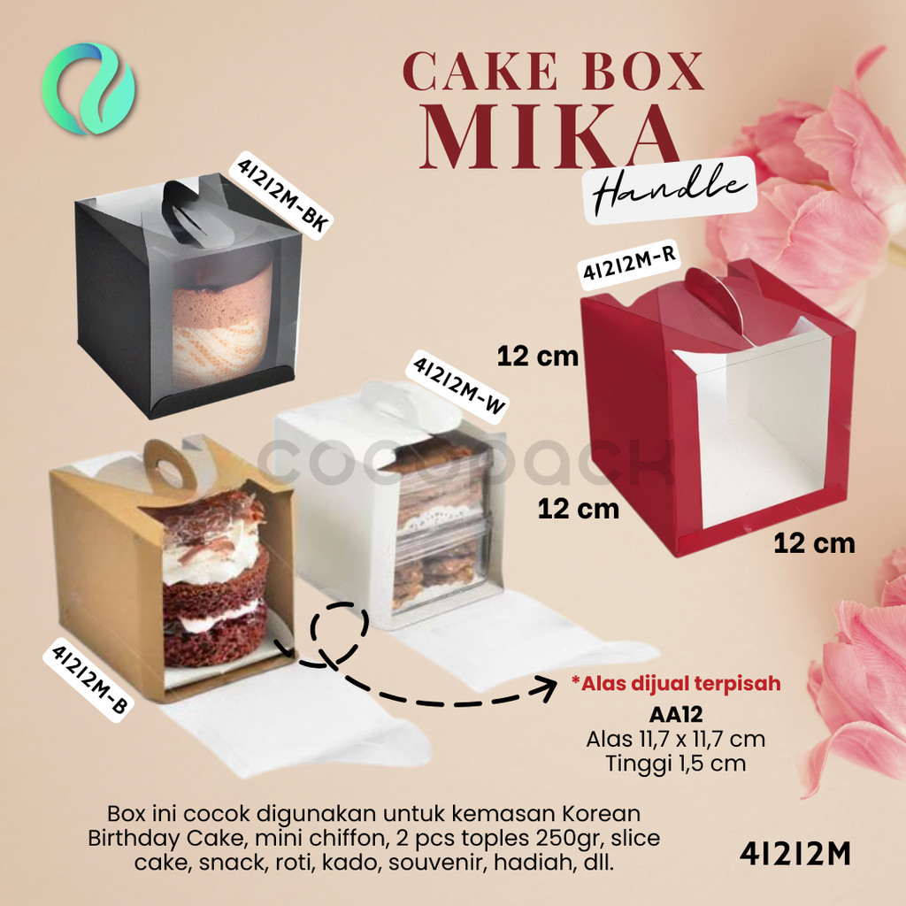 Jual 10 PCS Cake Paper Box Mika Handle Gift Souvenir Hampers Packaging ...