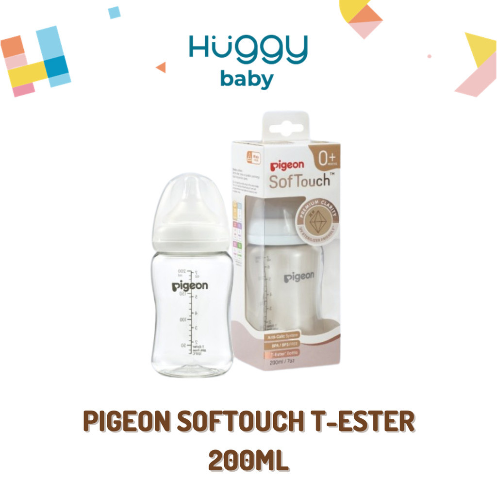 Jual PIGEON Botol T-Ester Wide Neck 200ml P-Plus Nipple | Botol Susu Bayi | Shopee Indonesia