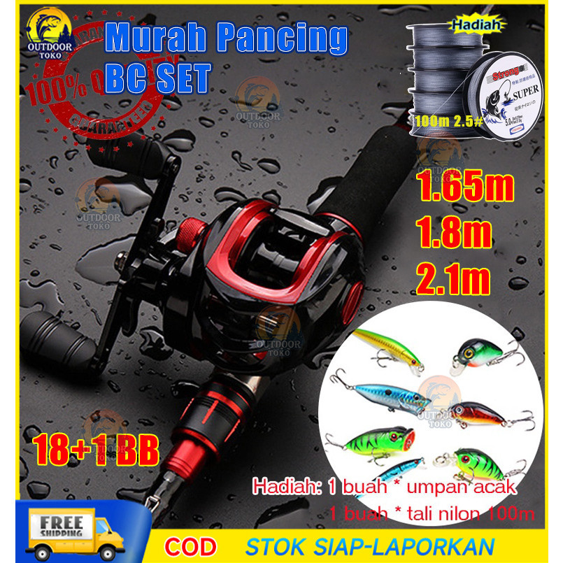 Jual Joran Pancing Set 1.65m 1.8m 2.1m 2.1m Joran Dan Reel BC Joran Casting Set Joran Set ...