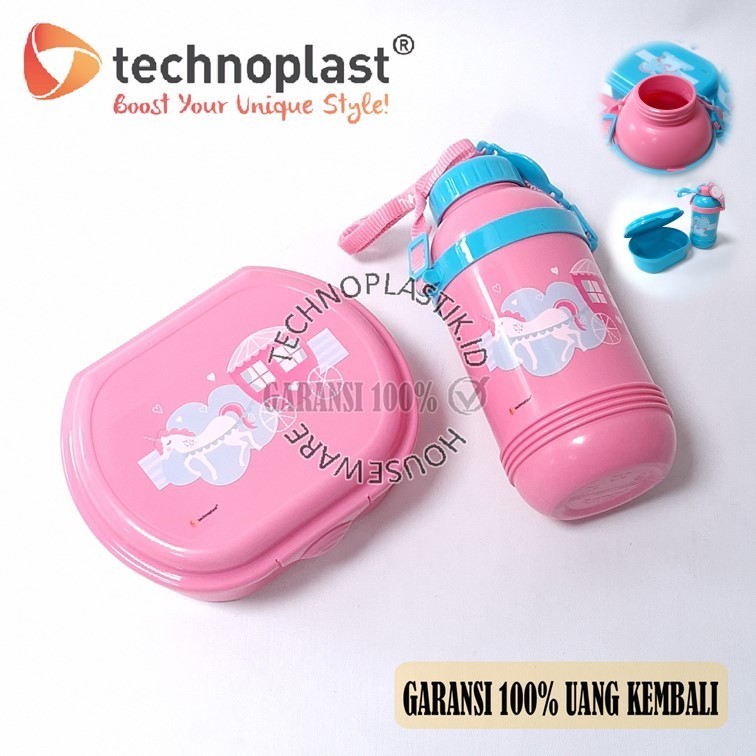 Jual TECHNOPLAST Lunch Box Set Kotak Makan Set Unicorn Box 830ml Dan Botol 700ml | Shopee Indonesia