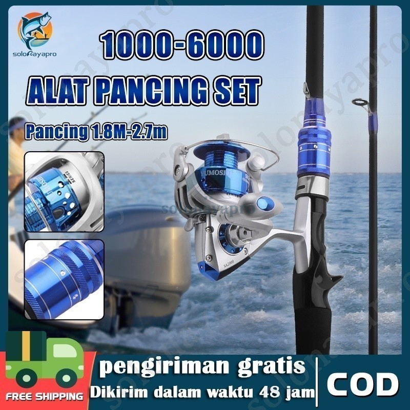 Jual Pancing set Reel Pancing Fishing Reel 5.5:1 1000-7000 Gear Ratio 1 ...