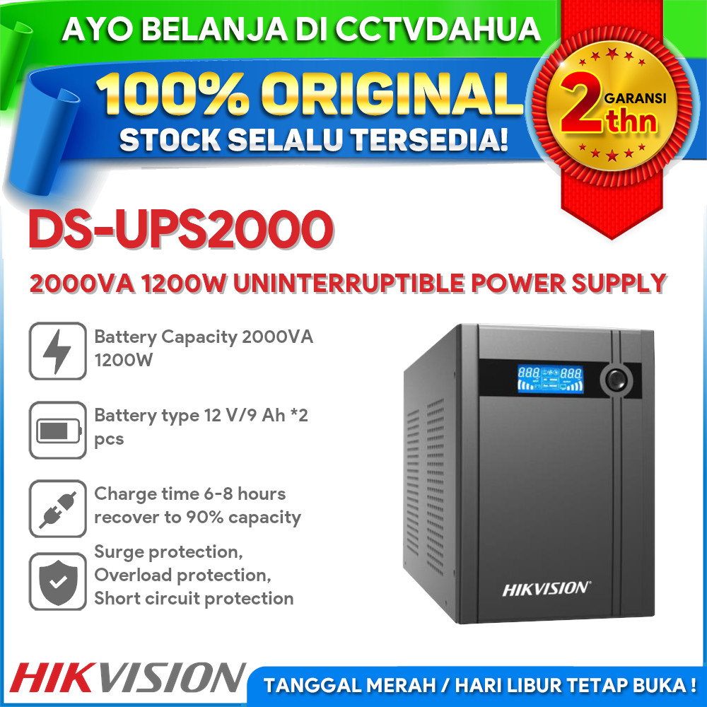 Jual HIKVISION DS-UPS2000 2000VA 1200W UNINTERRUPTIBLE POWER SUPPLY UPS ...