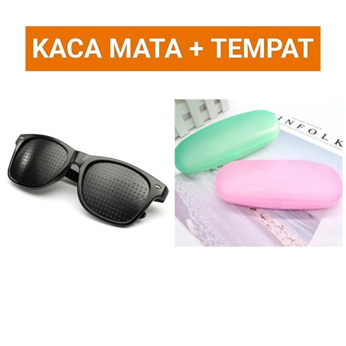 Jual kaca mata terapi pinhole glasses dan tempat box kaca mata polos | Shopee Indonesia