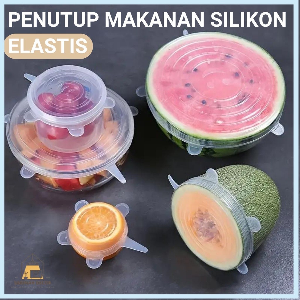 Jual Cover Tutup Wadah Makanan Serbaguna Silikon Food Cover 6 in 1 ...