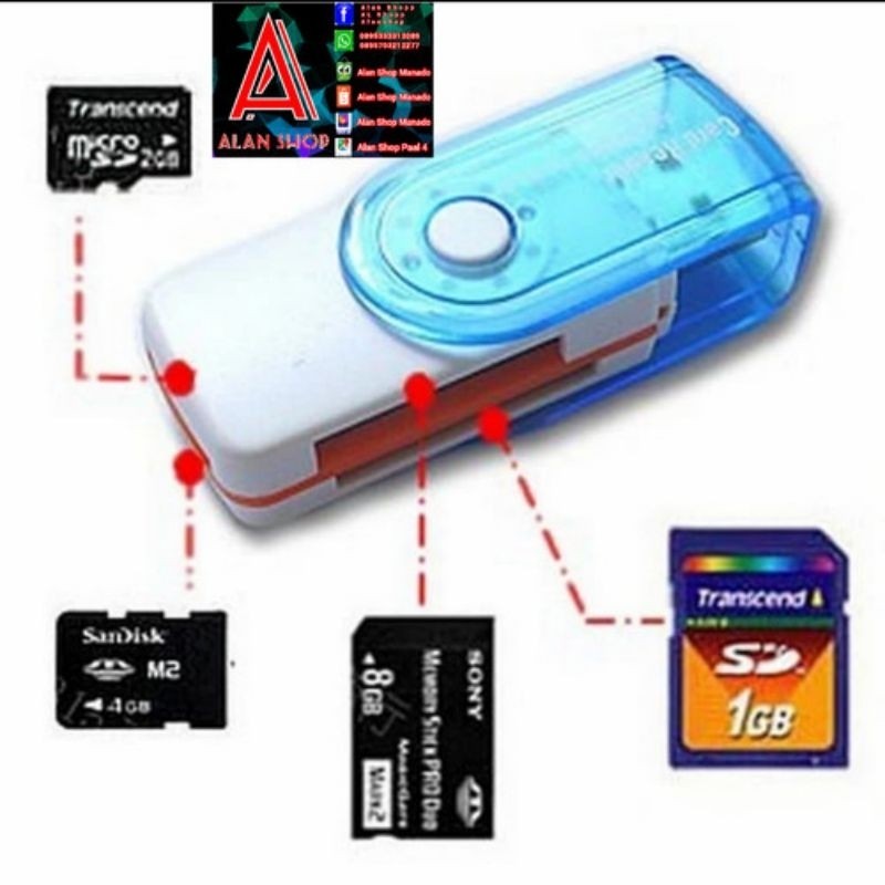 Jual card reader all in one pembaca file segala jenis kartu memory atau ...