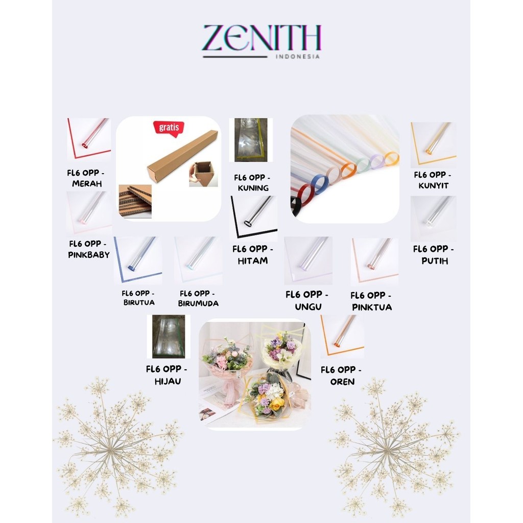 Jual Zenith - FL6 OPP 5Lembar-Kertas Bunga Buket Transparan List WARNA ...
