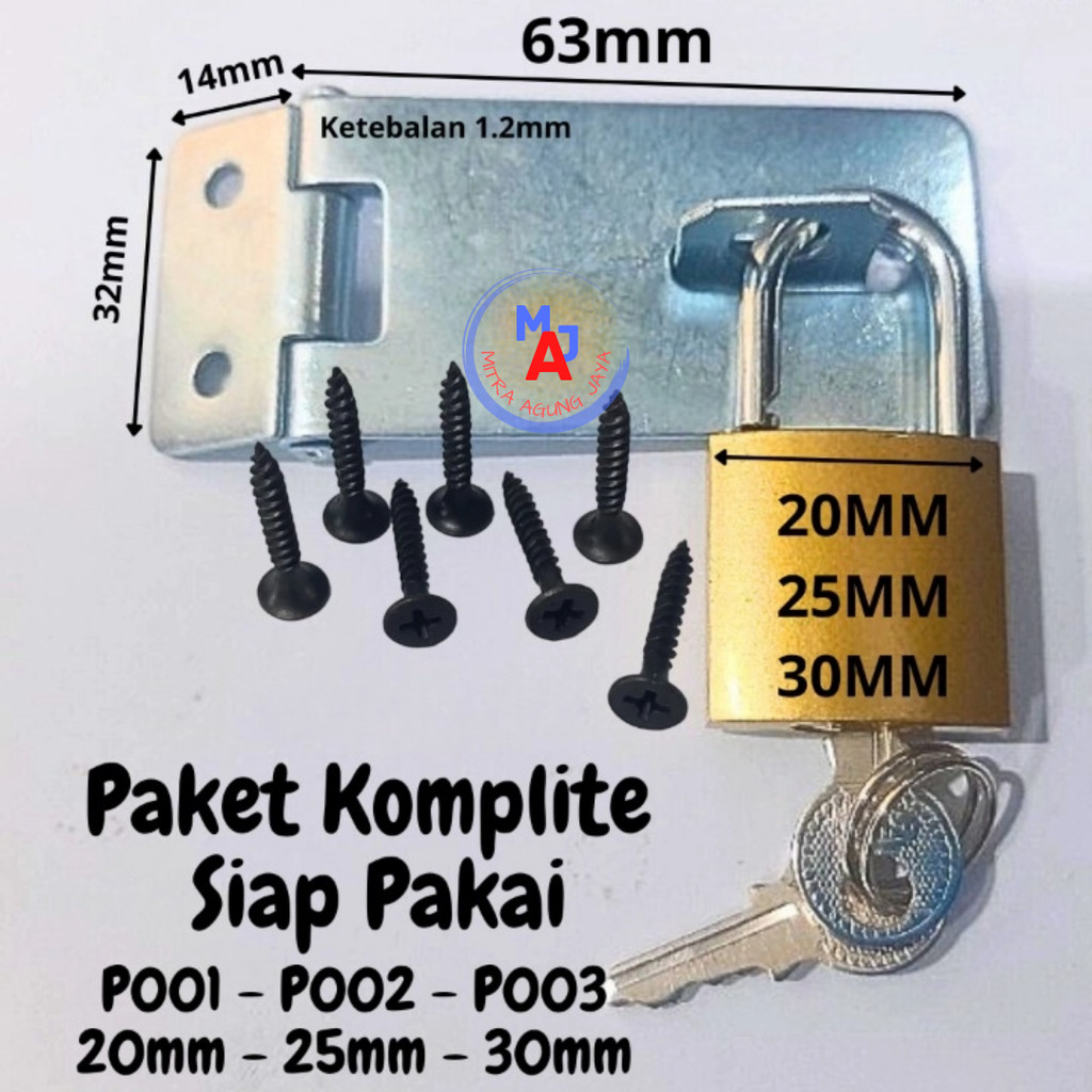 Jual 1 Set Overval / Overpale Kunci Engsel Gembok Galvanis Anti Karat 2 ...