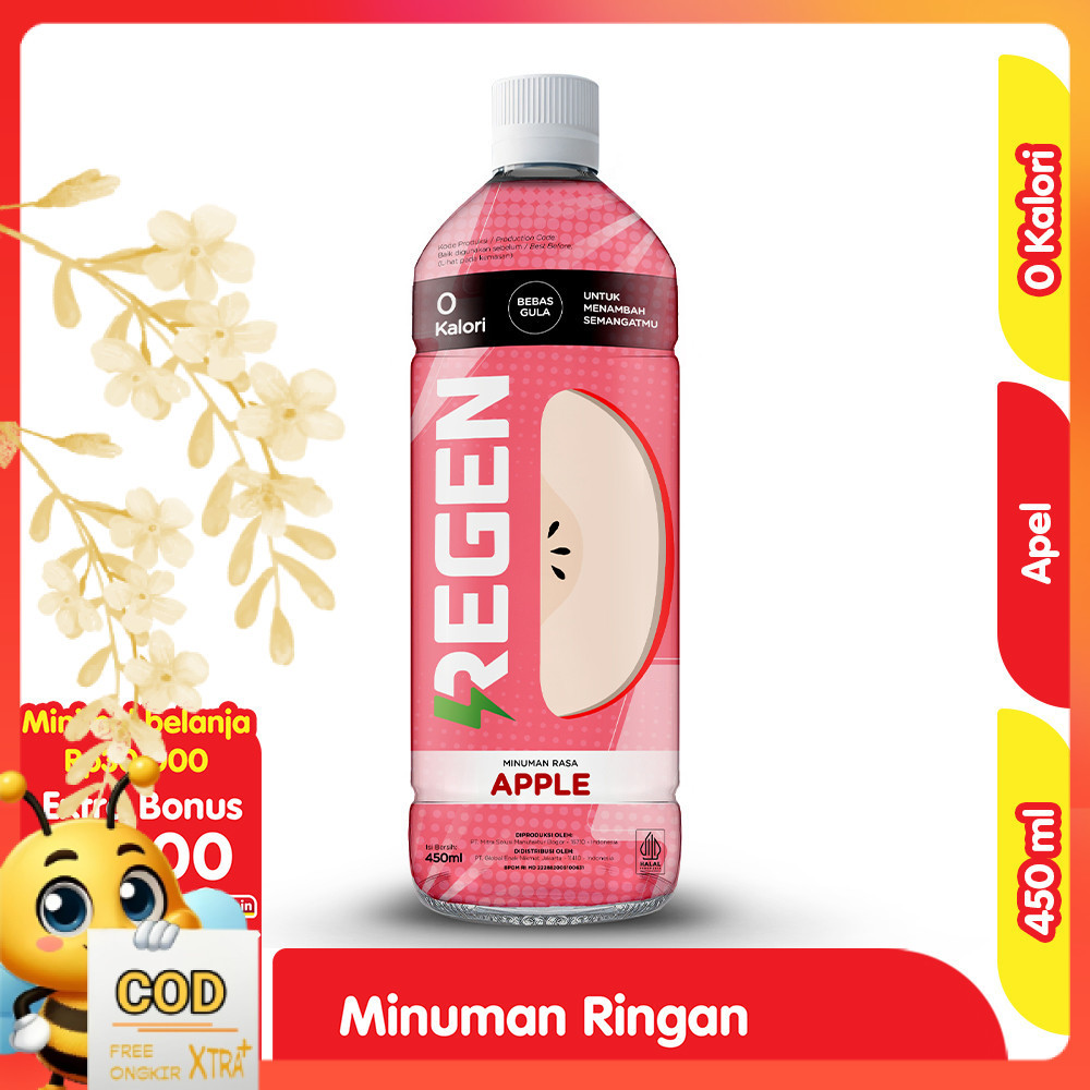 Jual Regen Minuman Sehat Bebas Gula Rasa Apel Botol 450 ml | Shopee Indonesia