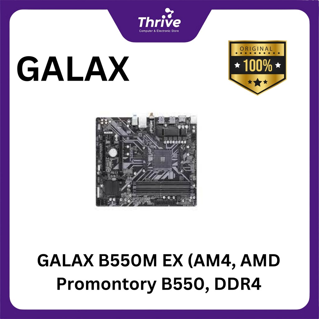 Jual GALAX B550M EX (AM4, AMD Promontory B550, DDR4, M.2 PCIe 4.0, USB3 ...