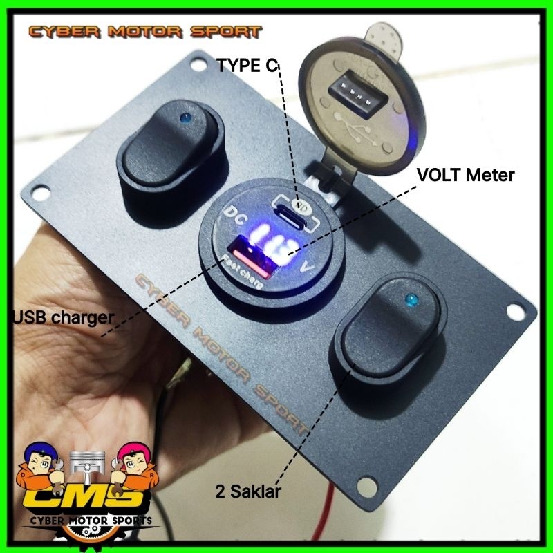 Jual universal 12v 24v Saklar mobil dashboard instrument 2 sakelar volt ...