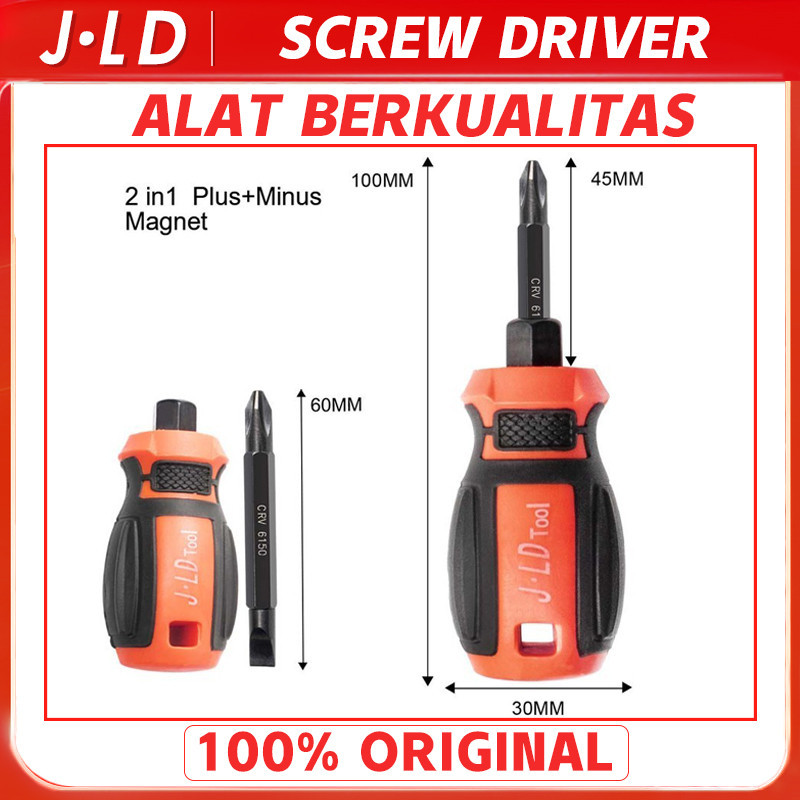 Jual JLD 4Inch Obeng dilepas magnet Screwdriver Obeng 2in1 Plus+Minus ...