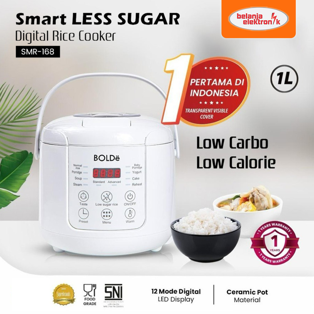 Jual BOLDE SMART LESS SUGAR DIGITAL RICE COOKER 1 Liter SMR-168 MAGIC ...