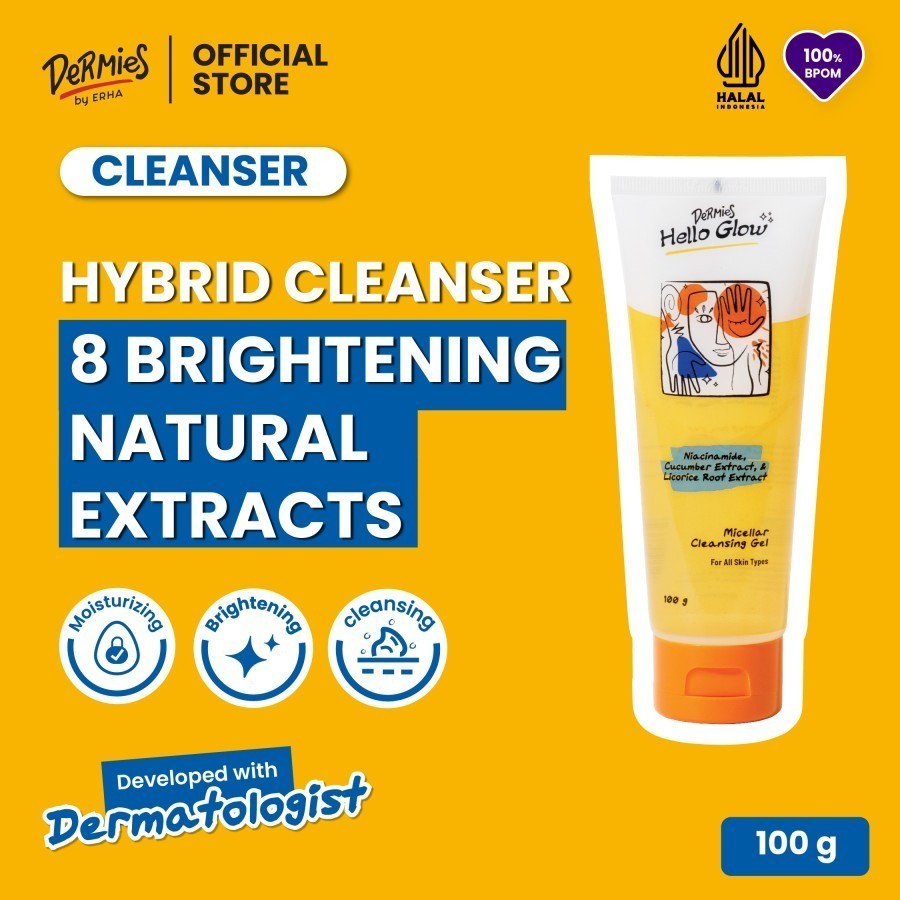 Jual [CLEARANCE SALE] Dermies Hello Glow Micellar Gel 100 ml - Pembersih wajah | Shopee Indonesia