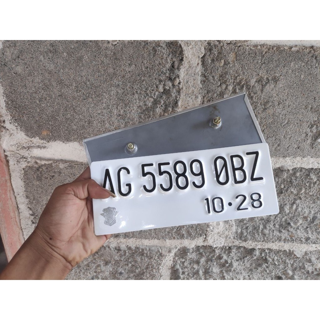 Jual plat motor putih variasi / plat motor custom warna putih 2 pcs ...