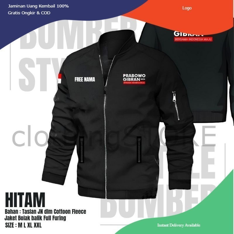 Jual JAKET PRABOWO GIBRAN RESMI FREE NAMA RELAWAN TIMSES PARTAI PRAGIB ...