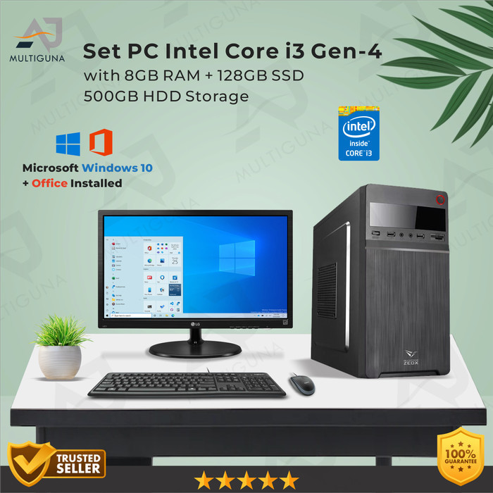 Jual BIG PROMO Set PC Komputer Intel Core i3 Gen-4 RAM 8GB SSD Rakitan Office | Shopee Indonesia