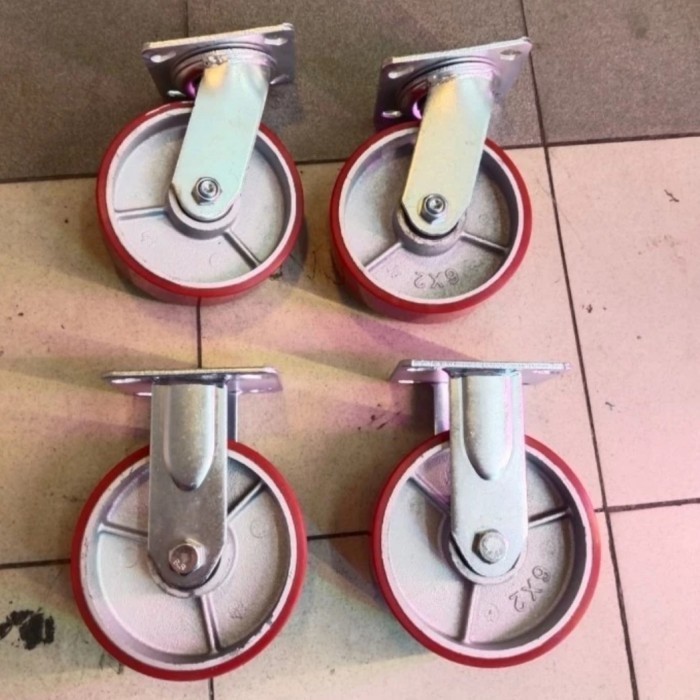 Jual Roda Troli Pu Merah 6 inch Heavy Duty ( 2Hidup 2Mati ) | Shopee ...